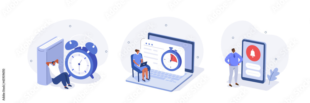 Time management concept illustration. Collections of characters using ...