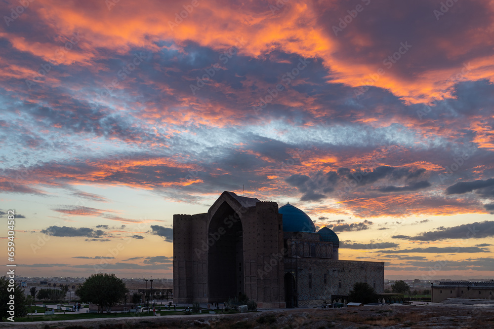 The famous medieval mausoleum of Khoja Akhmet Yassawi in the Kazakh ...