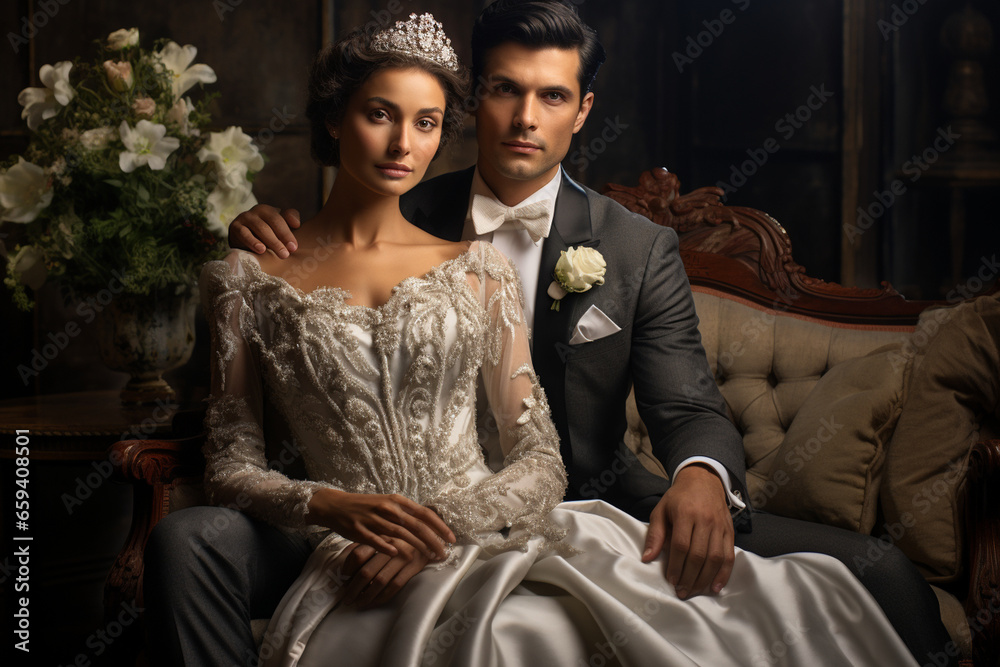 high-fashion photo of the senior bride in her wedding attire, radiating ...