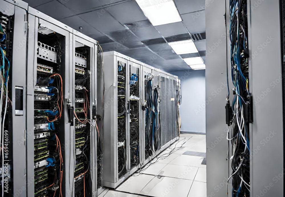 Modern Office Server Room Technology, Network Infrastructure in ...