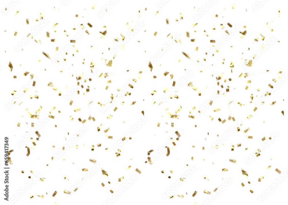 Gold color confetti falling down, PNG. Gold border png. Gold Foil Frame ...