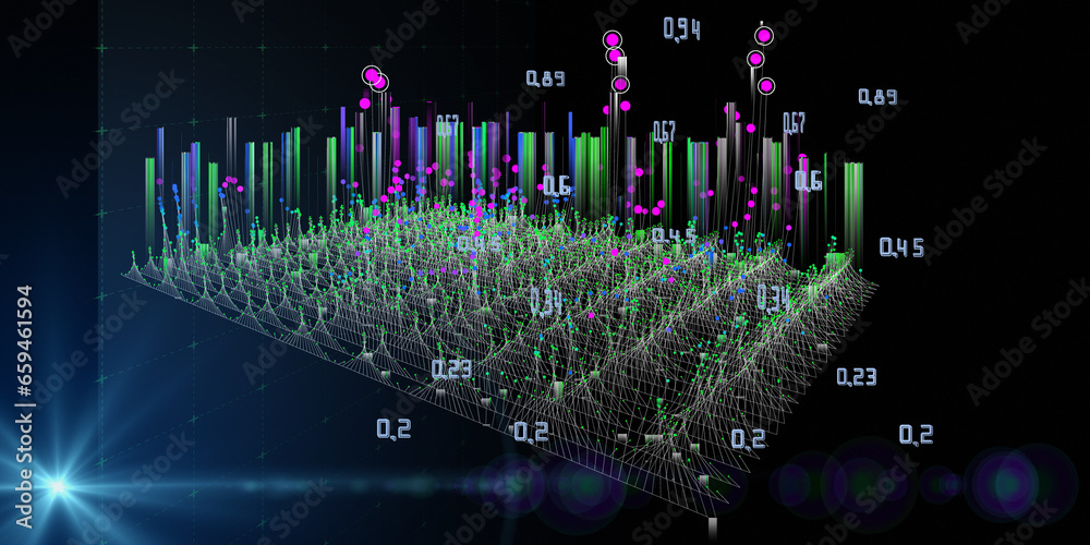 Abstract background wireframe array from blurred lines data and color ...