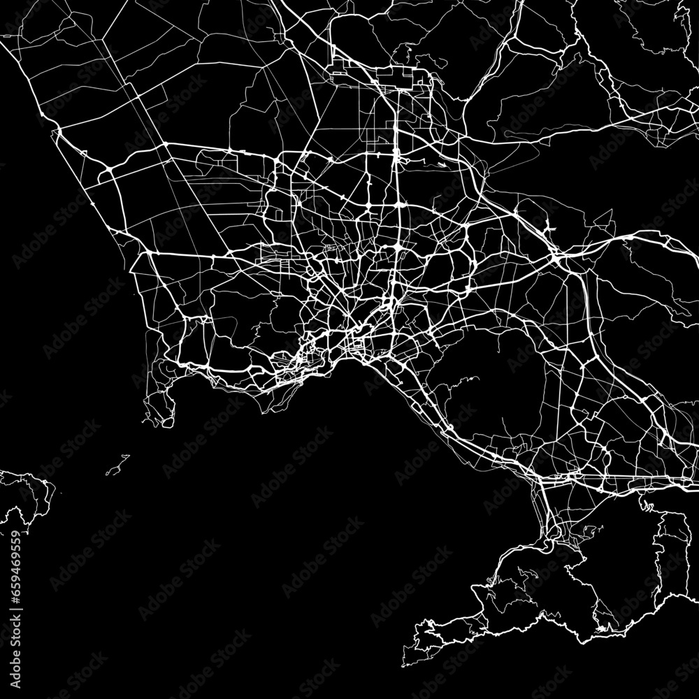 1:1 square aspect ratio vector road map of the city of Napoli Metro in ...