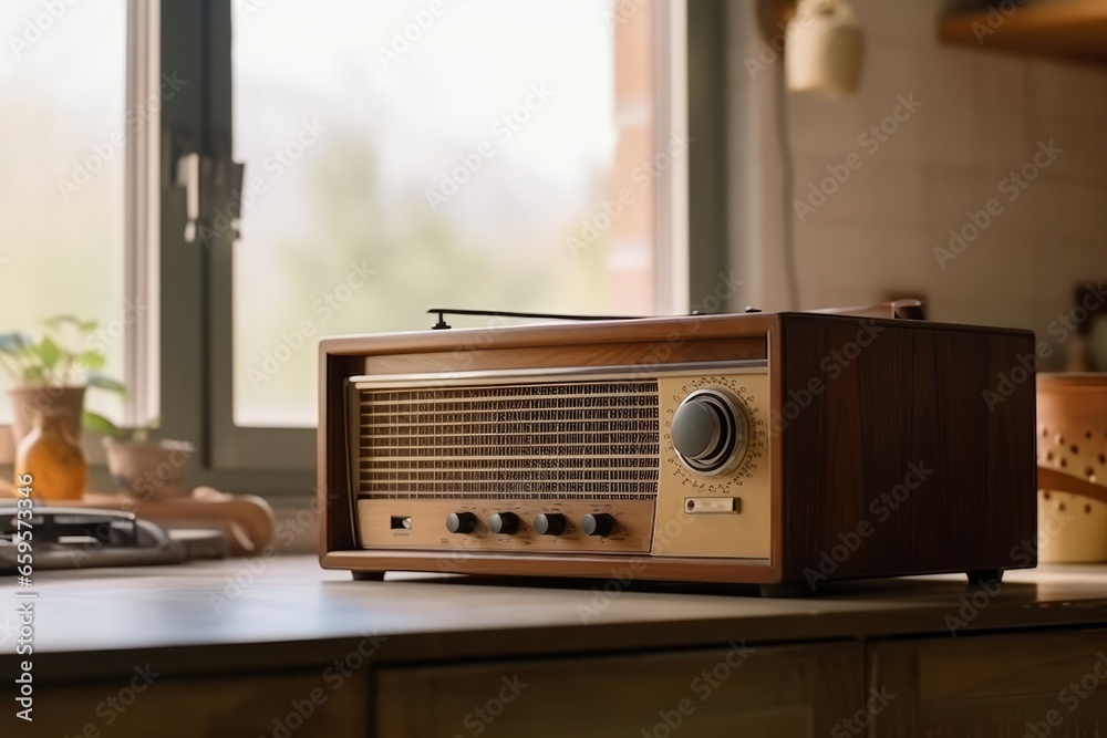 Vintage radio retro. Singer station. Generate Ai Stock Illustration ...