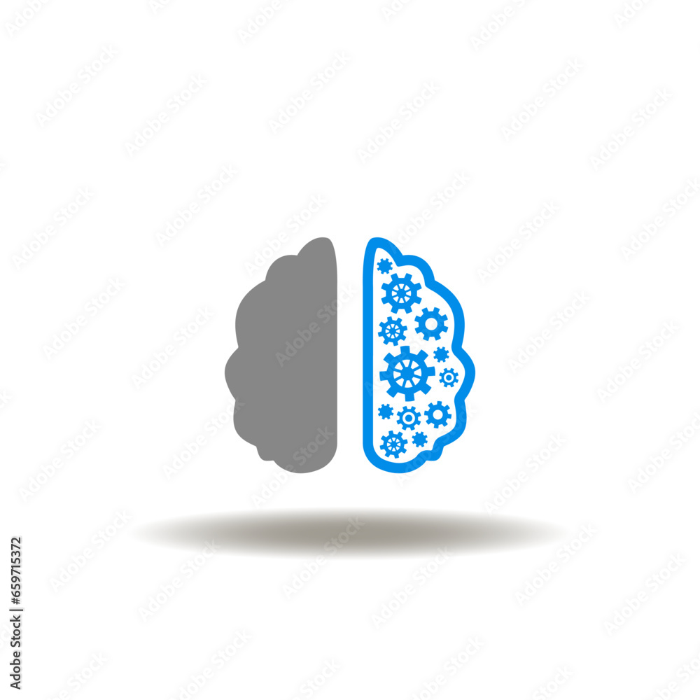 Vector illustration of brain with gears mechanism. Icon of IQ EQ test ...