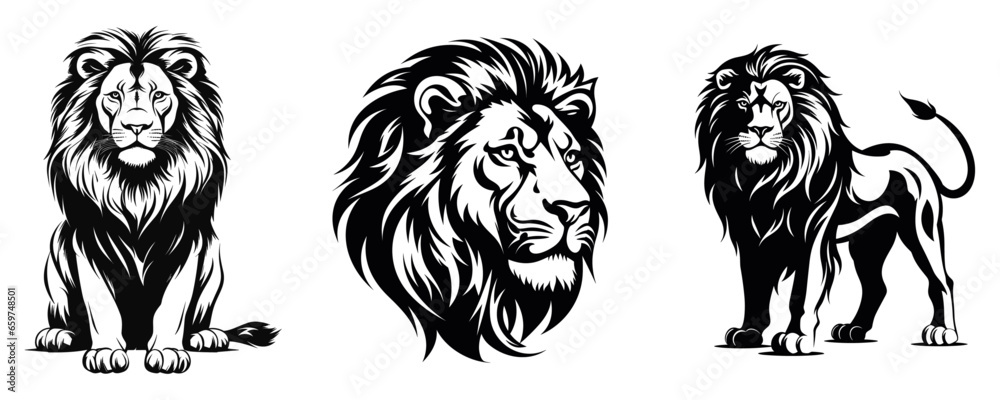 Set of lion, vector illustration, Generative Ai Stock Vector | Adobe Stock
