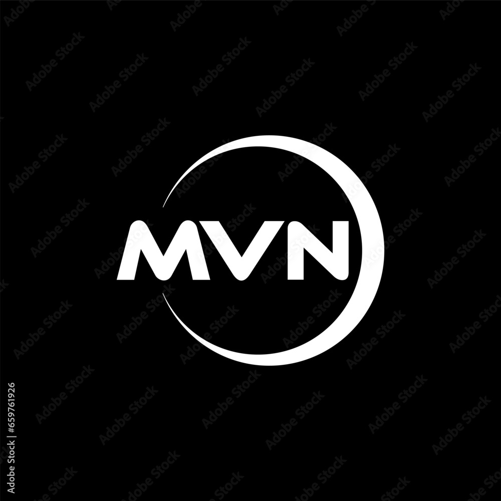 MVN letter logo design with black background in illustrator, cube logo ...