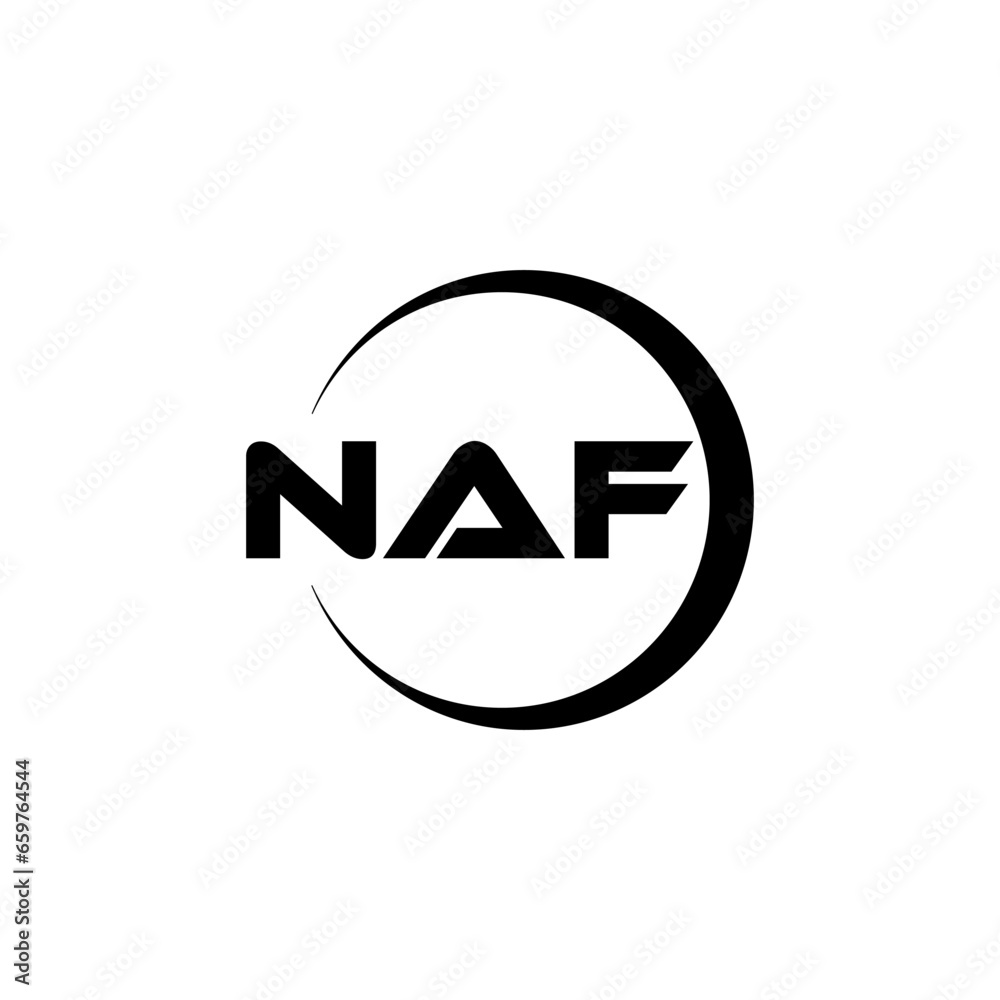 NAF letter logo design with white background in illustrator, cube logo ...