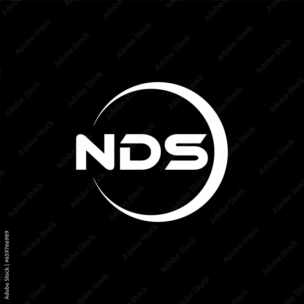 Vector de Stock NDS letter logo design with black background in ...