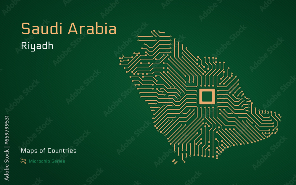 Creative map of Saudi Arabia. Political map. Riyadh. Capital. World ...