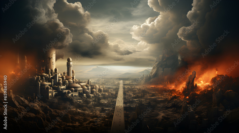 War between two regions, WAR, GENERATIVE AI Stock Illustration | Adobe ...
