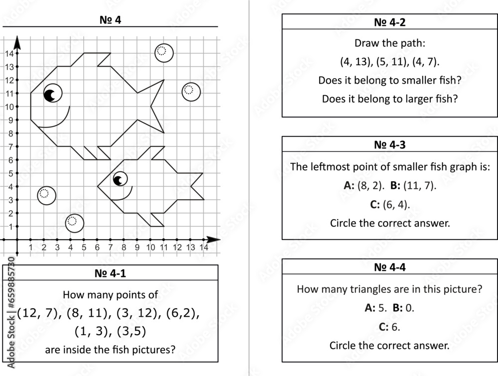 Coordinate plane learning quiz questions set 4. Two-page activity set ...