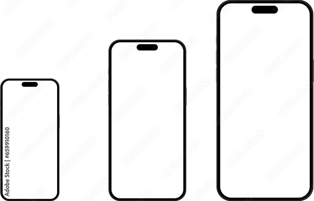 Mockup of smartphones with transparent screens. Modern popular phones ...