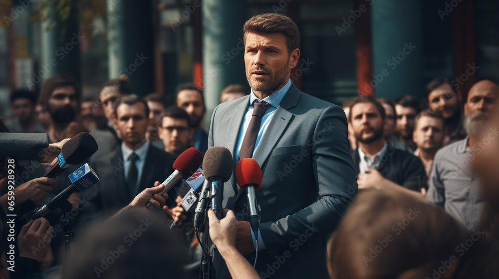 Political debates and campaign promises: politician speaks to many ...