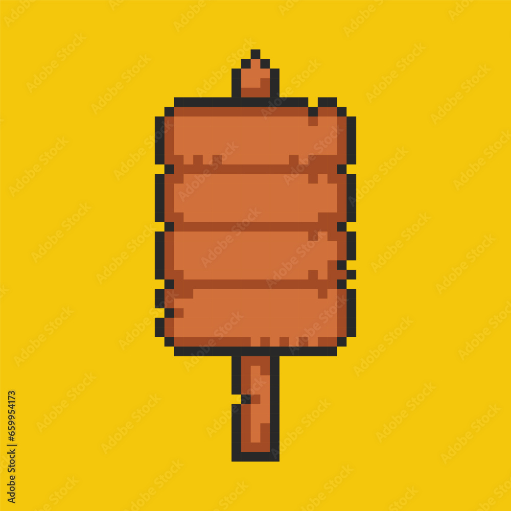 Pixel wooden roadside sign, old village, 8 bit timber roadside pointer ...