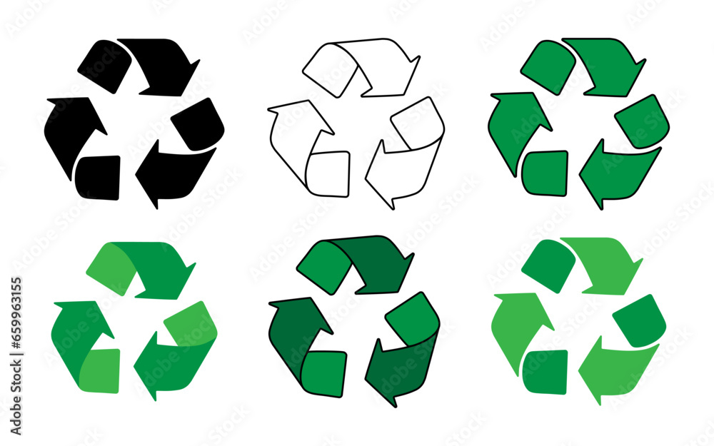 Recycling icon set. Infinitely rotating arrow. Recycled reuse concept ...