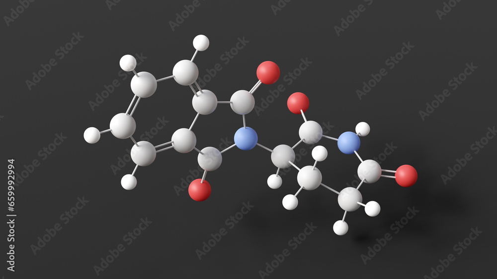 thalidomide molecule, molecular structure, cancer, medication, ball and ...