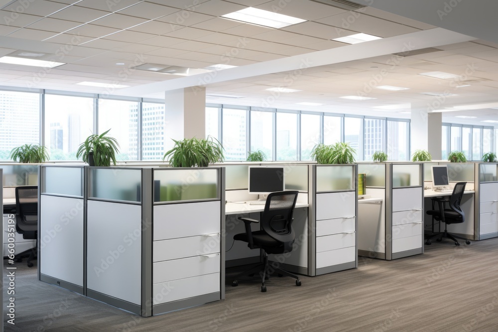 collection of cubicles in an open concept office Stock Photo | Adobe Stock