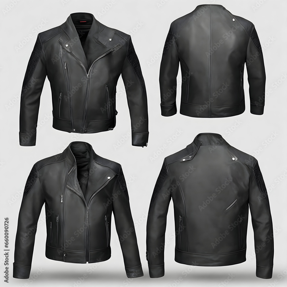 Vintage motorcycle jacket mock up template, front and back view ...