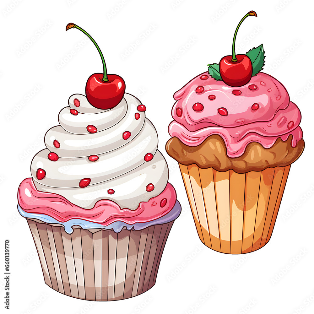 Cartoon clipart of cartoon cupcake with smiling face, birthday clipart ...