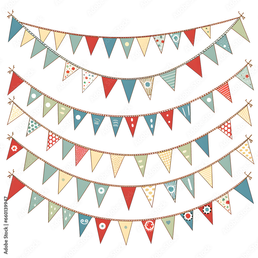 cartoon clipart of Banners and bunting, birthday clipart, celebration ...