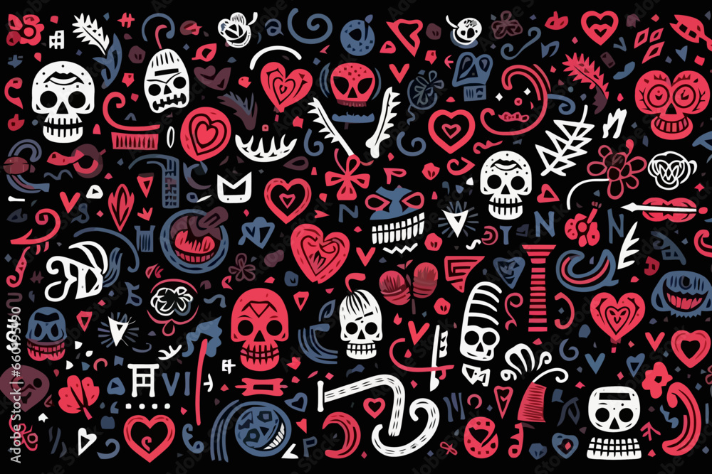 Gothic typography quirky doodle pattern, wallpaper, background, cartoon ...