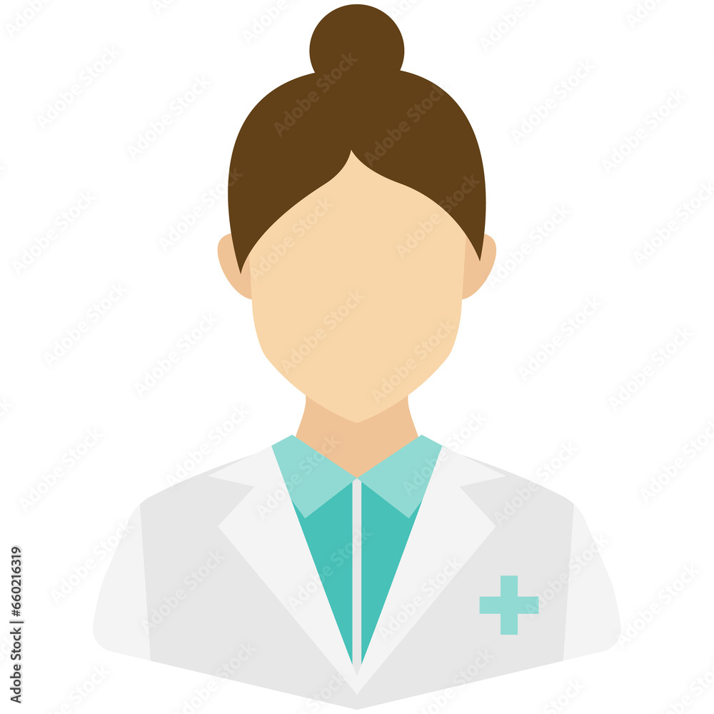 Vector illustration of female pharmacist Avatar in color on a ...
