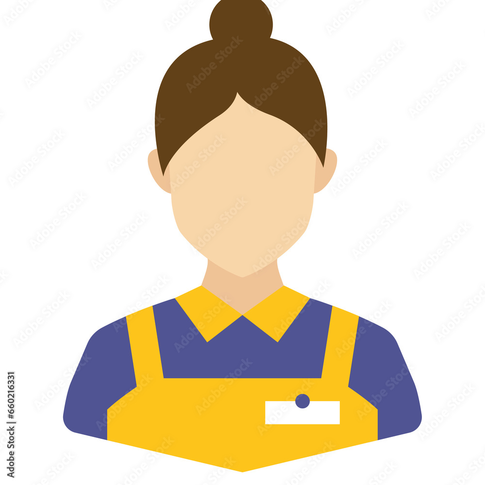 Vector illustration of Female Cashier Avatar in color on a transparent ...