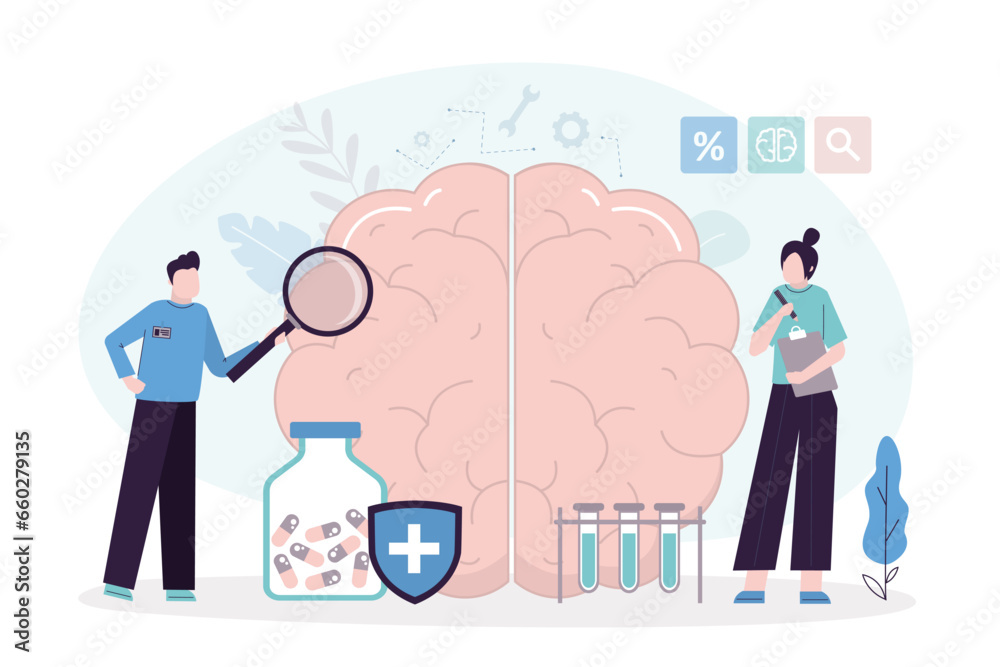 Neurologist doctors doing checkup brain procedure. Medical tests ...