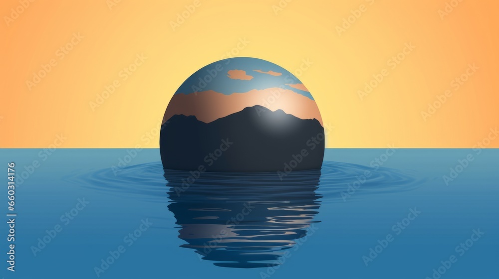 Melted Earth: A drowning globe symbolizing global warming with rising ...