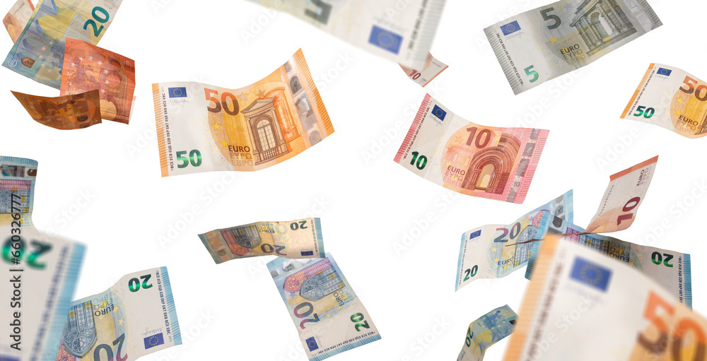 Ilustração do Stock Flying Euro Bills on Transparent Background | Adobe ...