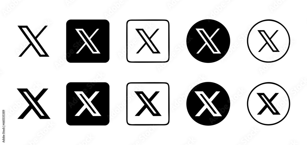 Social media twitter rebranded to X. New vector logos Stock Vector ...