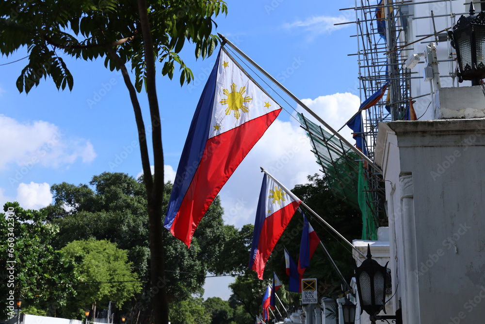 Philippine national flag hoisted at Malacanang Palace, Manila ...