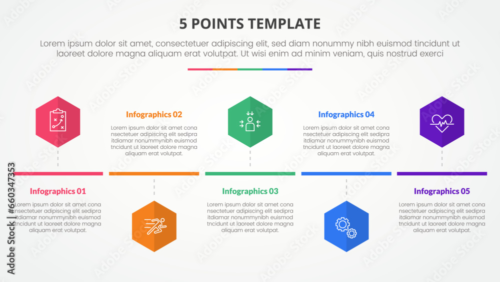 5 points stage template infographic concept for slide presentation with ...
