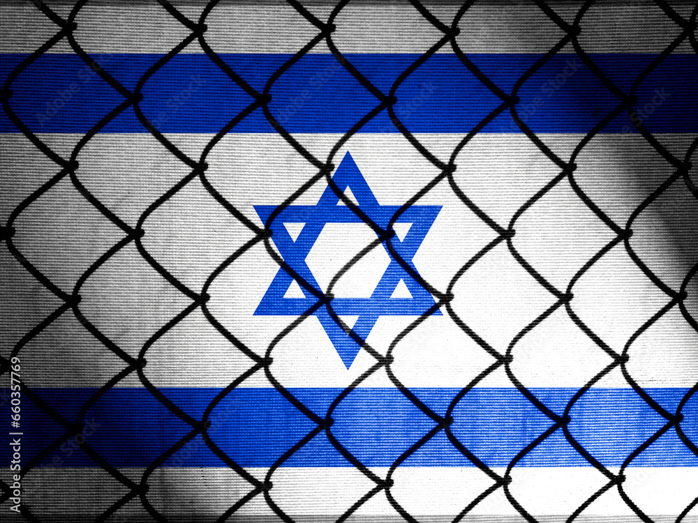 Combination of Israeli flag and barbed wire. Describing Israel as being ...