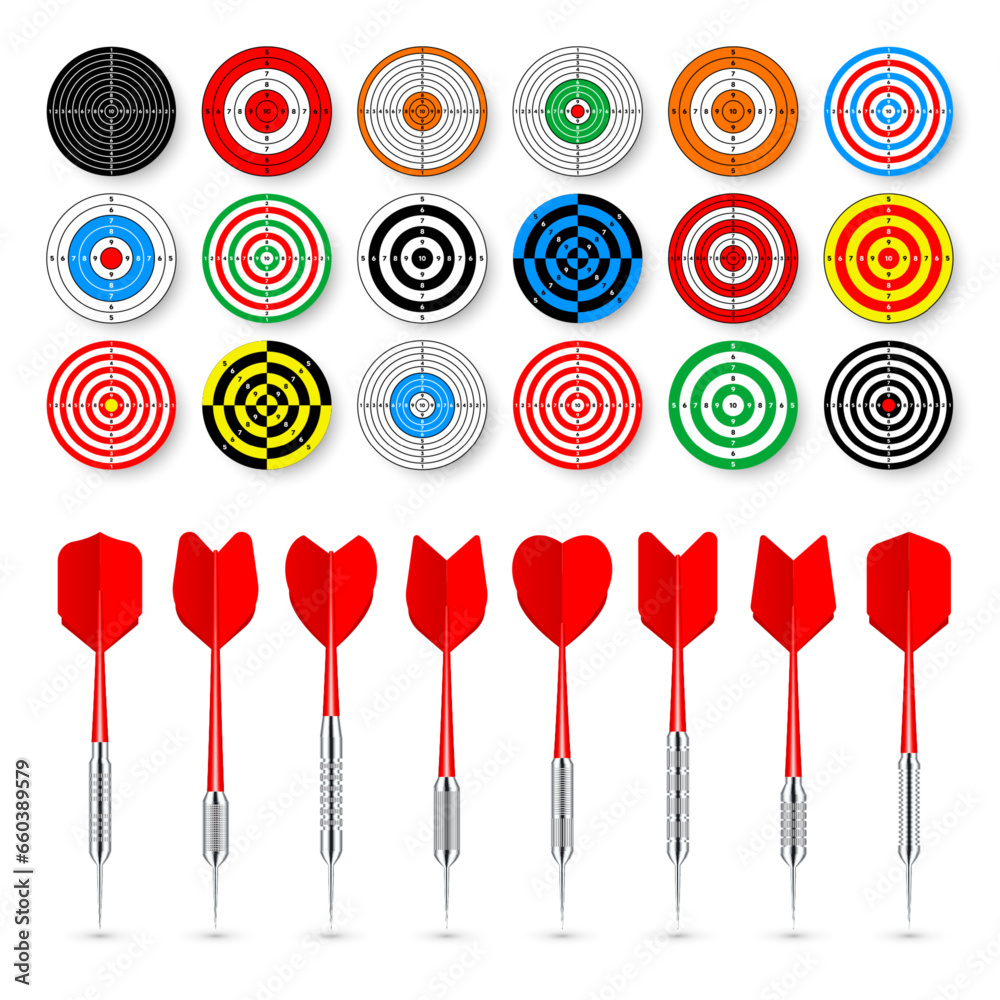 Image vectorielle Stock Paper targets with dart arrows and shadows ...