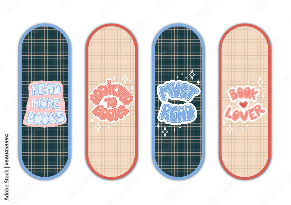 Cute Bookmarks. Set of paper bookmark templates for book lovers ...