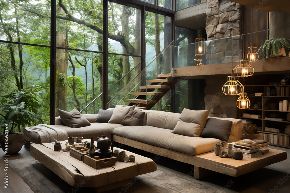 Eco-Friendly Minimalism. A home interior featuring sustainable ...