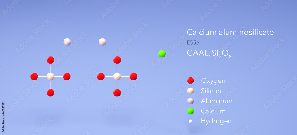 Ilustrace calcium aluminosilicate molecule, molecular structures, anti ...
