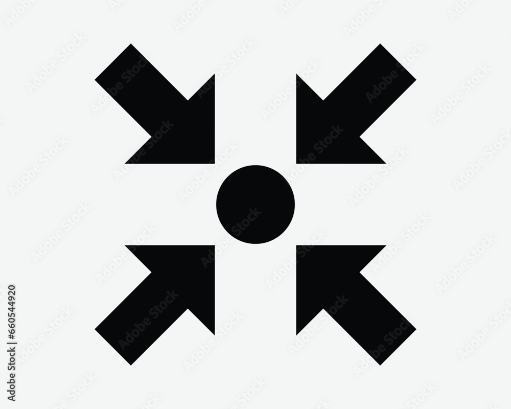 Zoom Out Arrow Icon Four 4 Point Pointer Target Aim Assembly Point ...