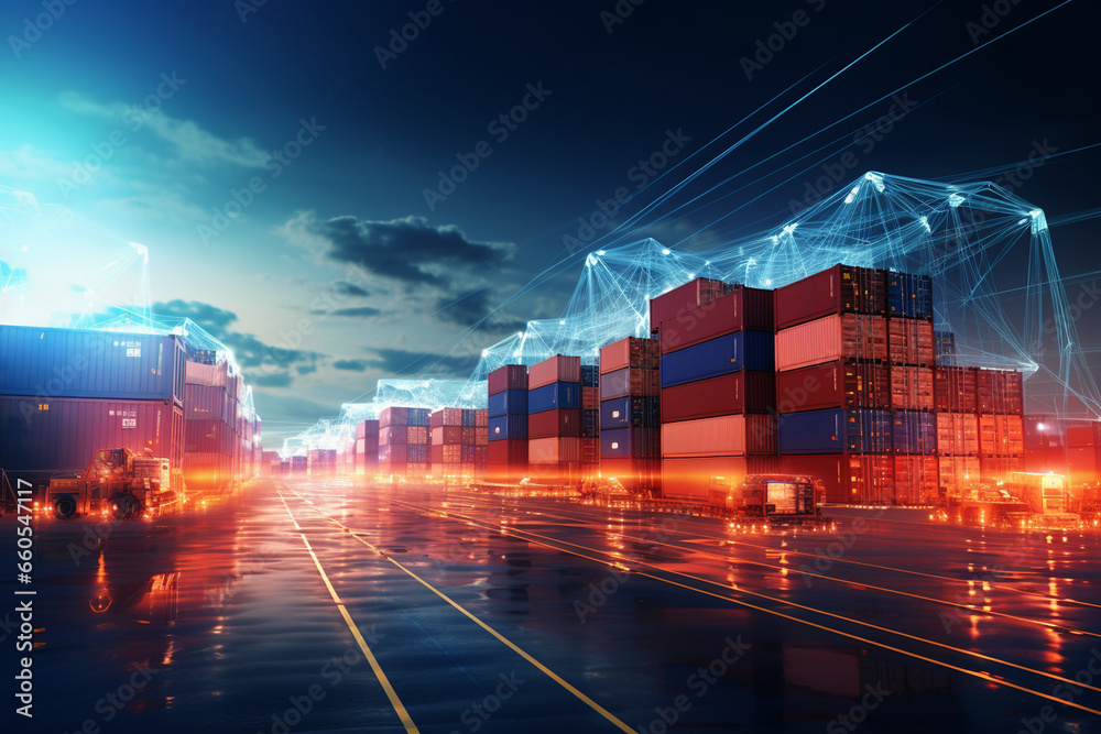 At a next-generation cargo terminal, an array of containers is ...