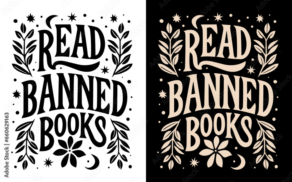 Read banned books lettering. Text about banned books for t-shirt design ...