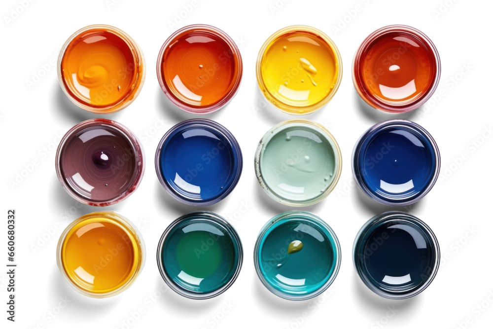 set of paint cans, png file of isolated cutout object with shadow on ...