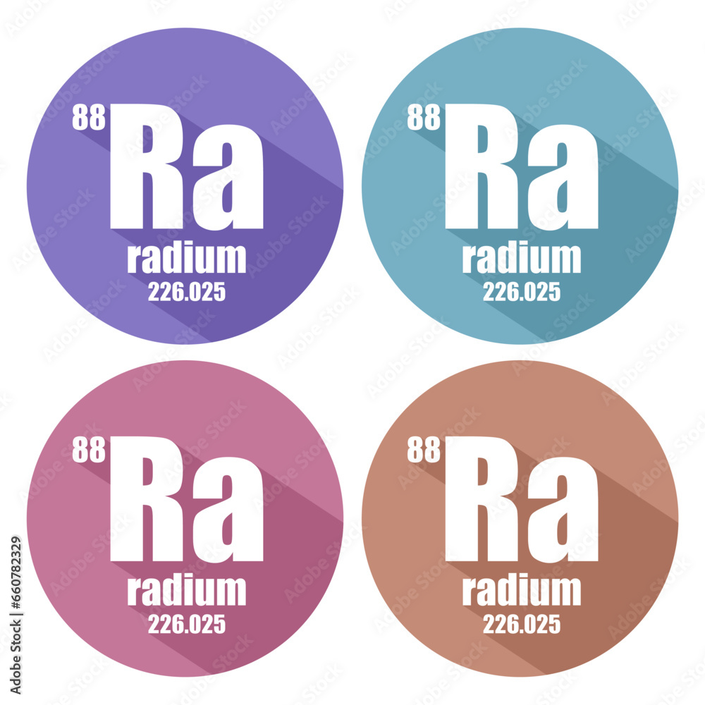 Radium chemical element. Sign with atomic number and atomic weight with ...