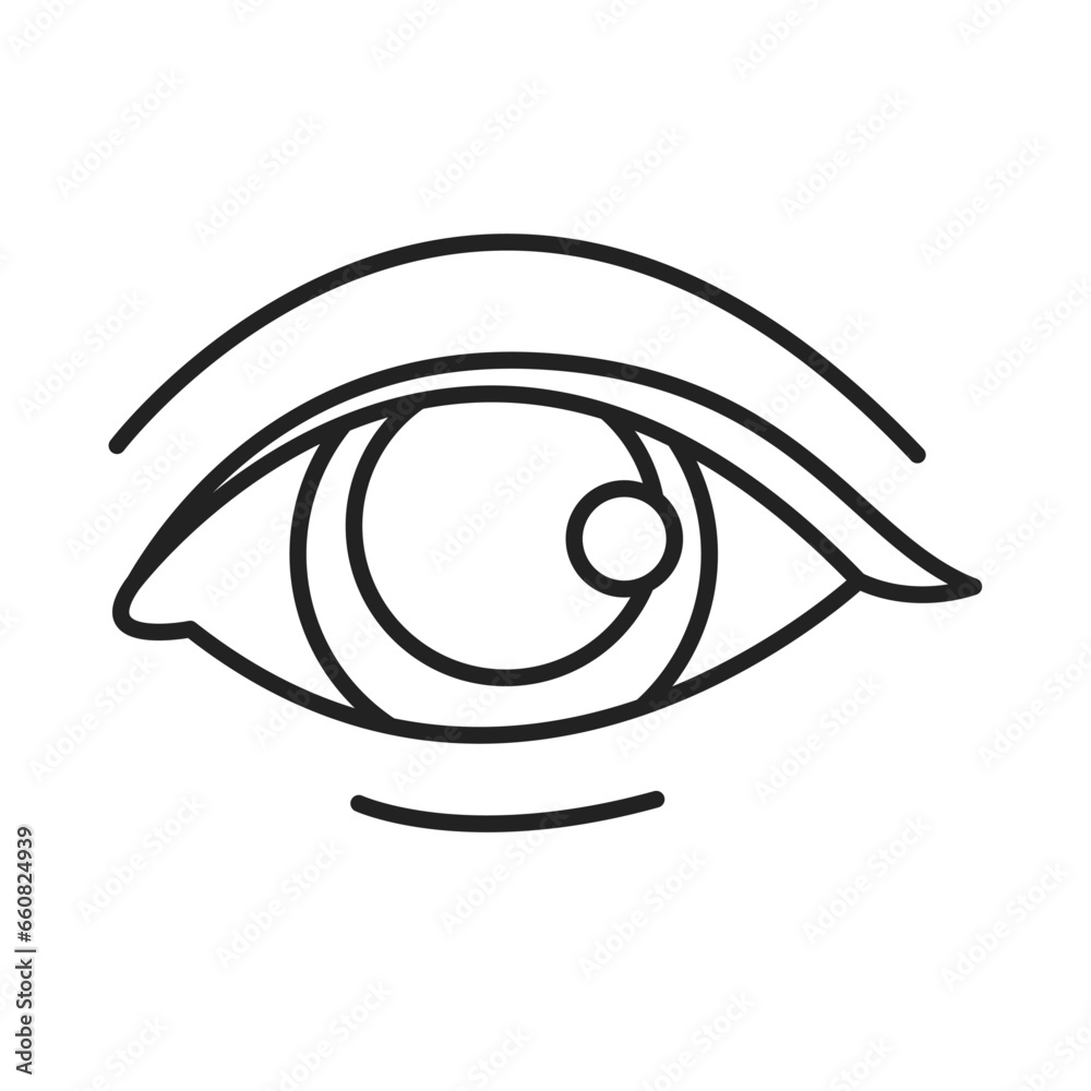 Illustration of the human eye in line art style, the five senses for ...