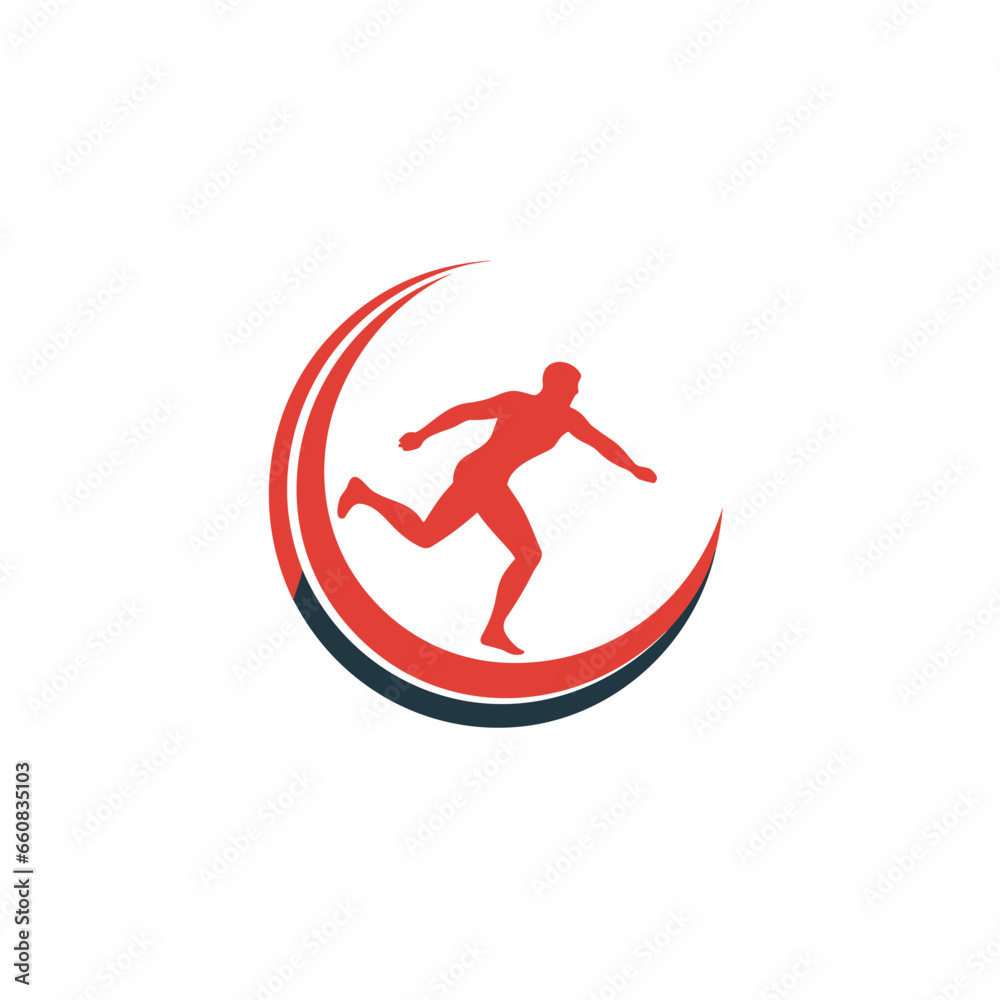 Personal trainer filled red logo. Sport wear. Gym workout. Sportsman ...