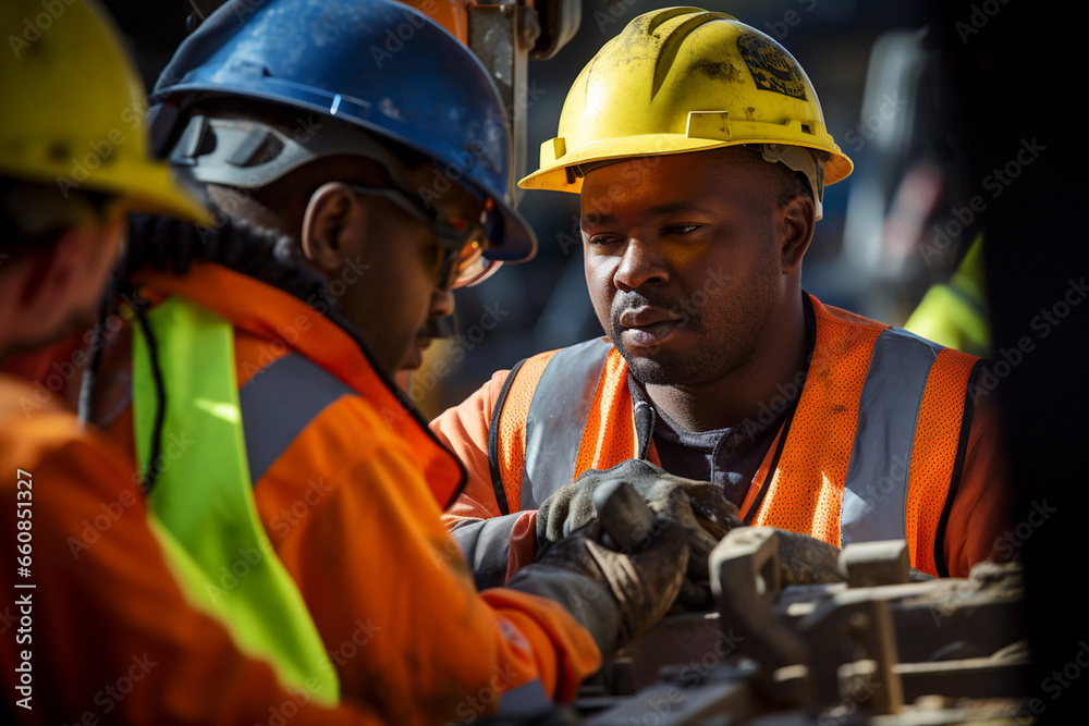 Dynamic Collaboration: Construction Workers Operating Heavy Machinery ...
