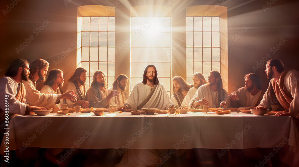 digital painting image of the representation of the last supper of ...