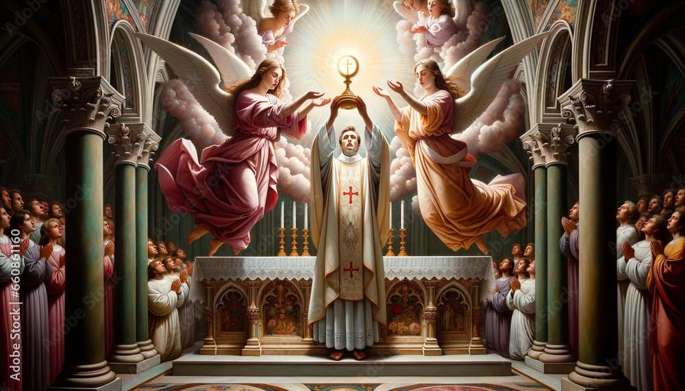 Elevation of the Host by a Catholic Priest: Witnessing the Consecrated ...