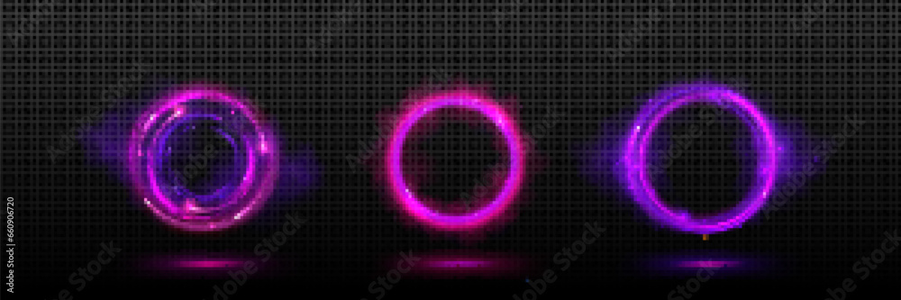 Circular halo light effects set isolated on transparent background ...
